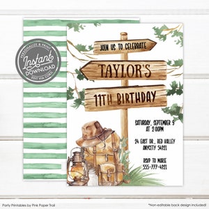 Adventure Nature Trail Hiking Birthday Invitation Nature Park Camping ...