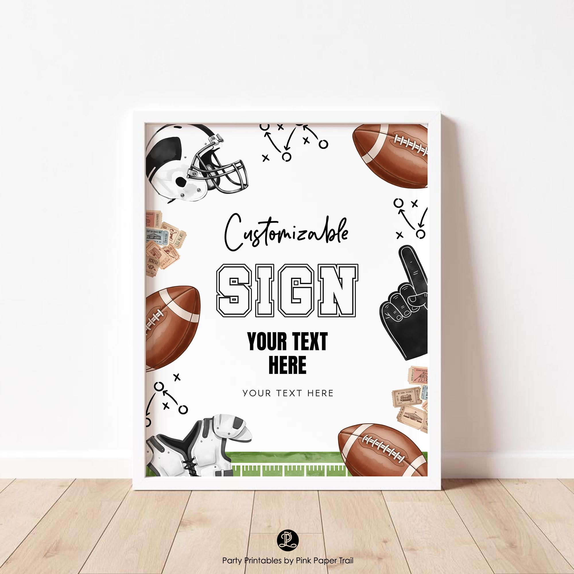 Editable American Football Birthday Table Sign, Football Party Table ...