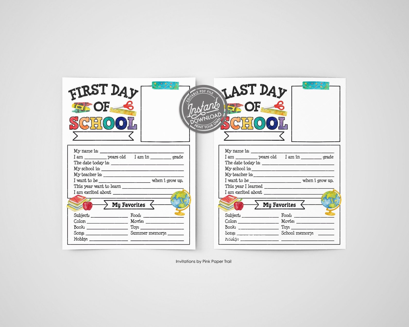 EDITABLE PDF First and Last Day of School Printable Back to - Etsy