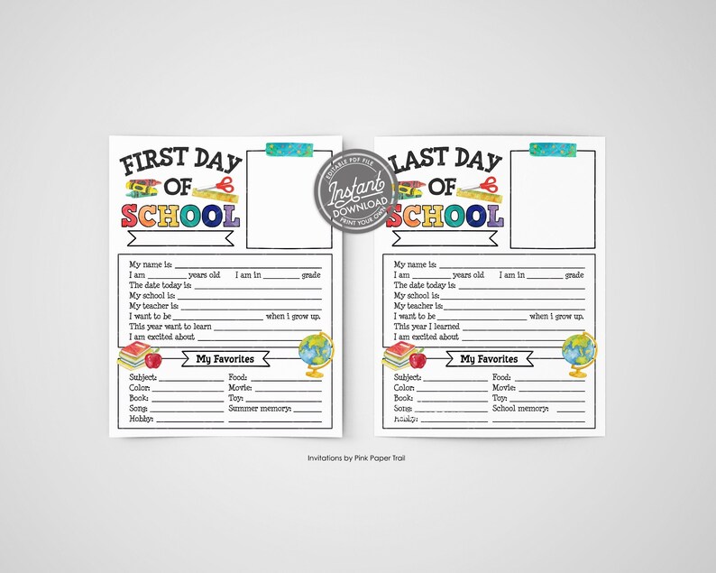 EDITABLE PDF First and Last Day of School Printable Back to - Etsy