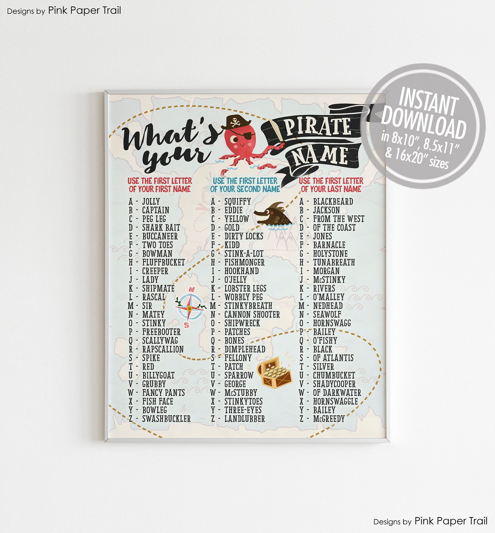 What's Your Pirate Name Party Sign Pirate Name Game | Etsy