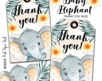 Cute Baby Elephant Printable Party Favor Thank You Tags | Etsy