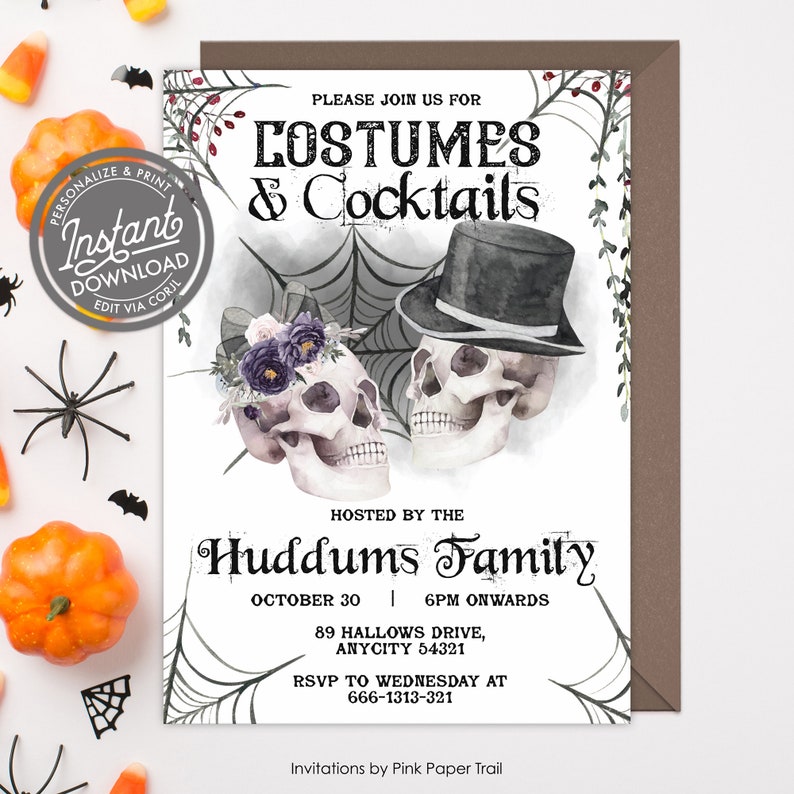 EDITABLE Halloween Party Invitation Costumes and Cocktails - Etsy