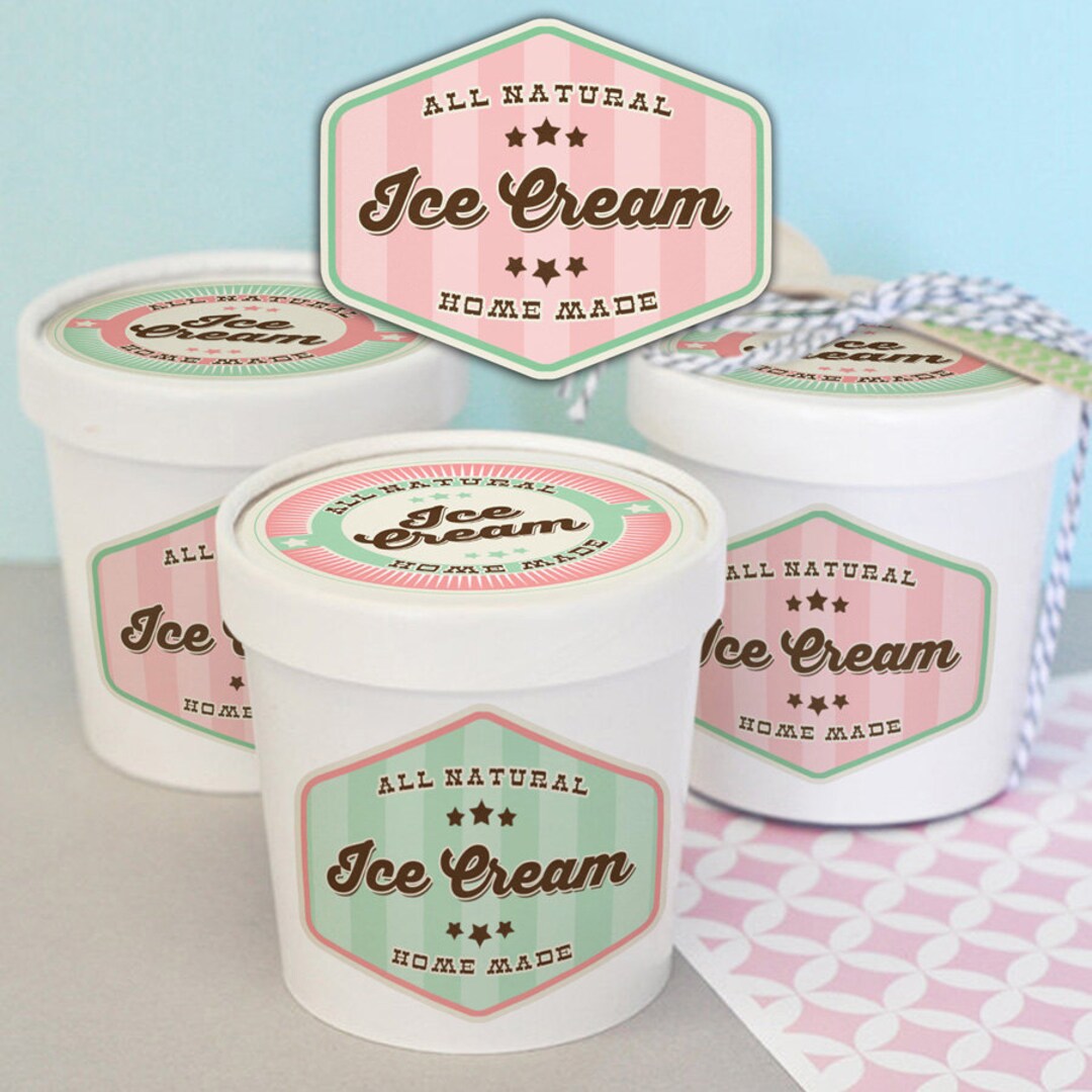 Ice Cream Tub Side Label, Ice Cream Party, Printable Stickers for ...