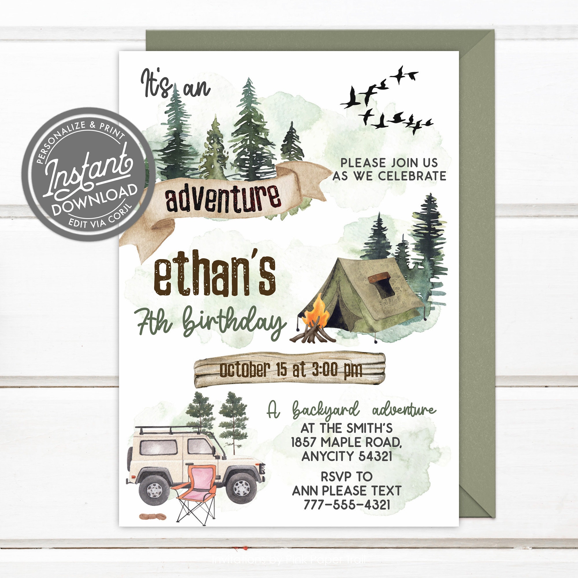 Nature Adventure Birthday Invitations Playground Adventure Birthday