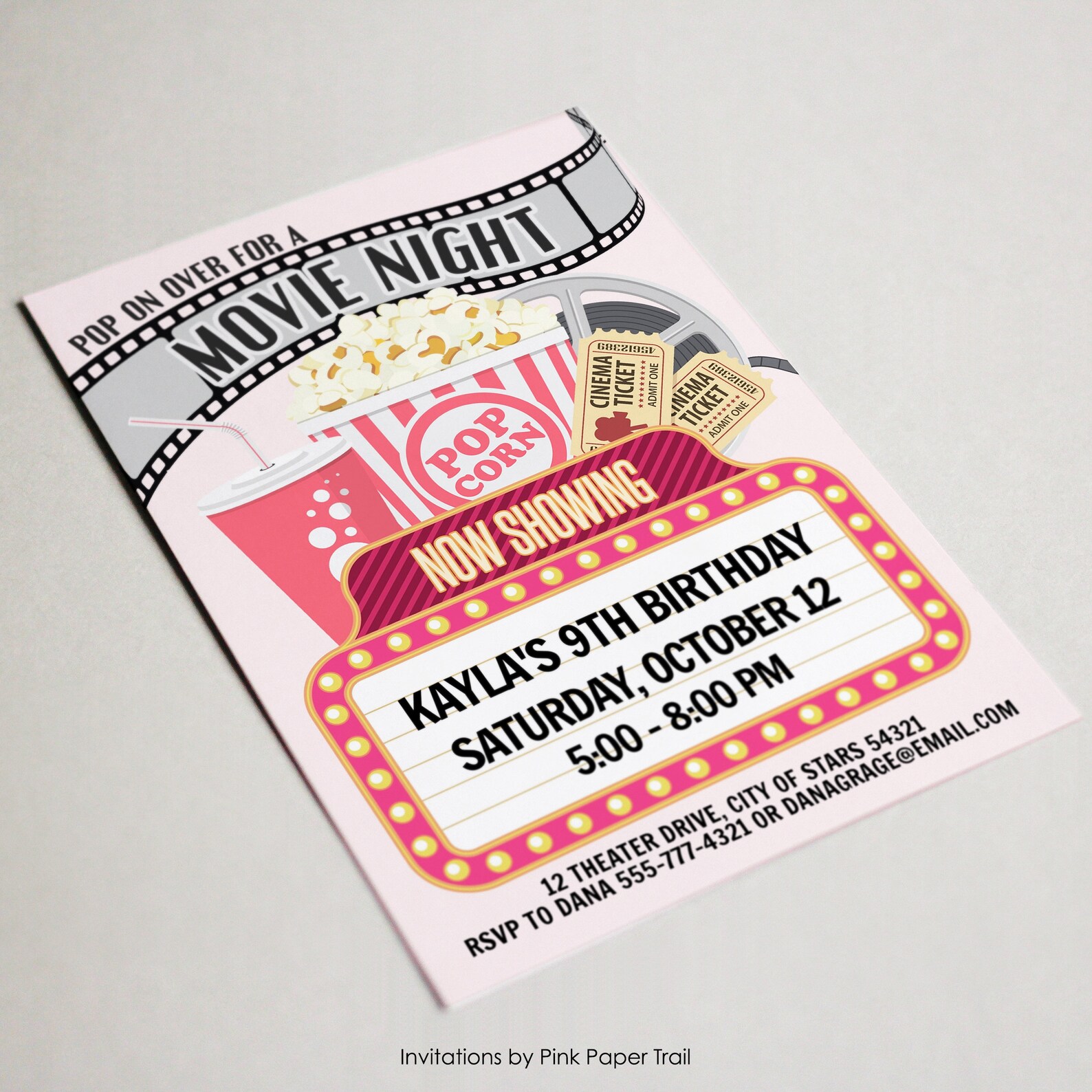 EDITABLE Movie Night Invitation Backyard Movie Invitation | Etsy