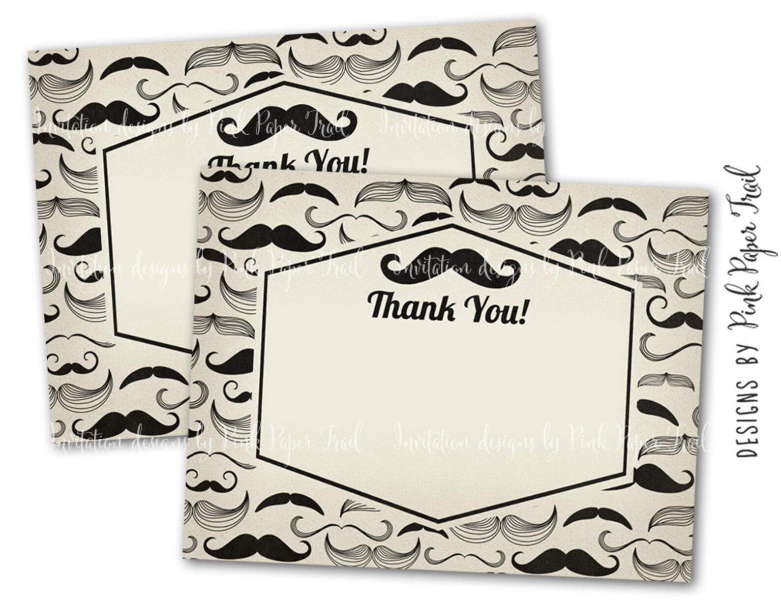 Mustache Party Thank You Card Mustache Bash Hipster Party - Etsy