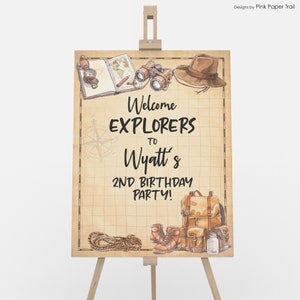 EDITABLE Adventure Explorer Welcome Party Sign 18x24 Inches, Welcome ...
