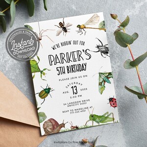 EDITABLE Bugs Birthday Invitation, Outdoor Nature Exploration Bugs ...
