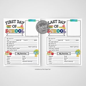 EDITABLE PDF First and Last Day of School Printable, Back to School ...