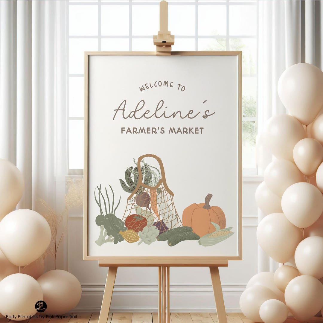 Editable Farmers Market Welcome Party Sign, Country Fair Market Farm ...