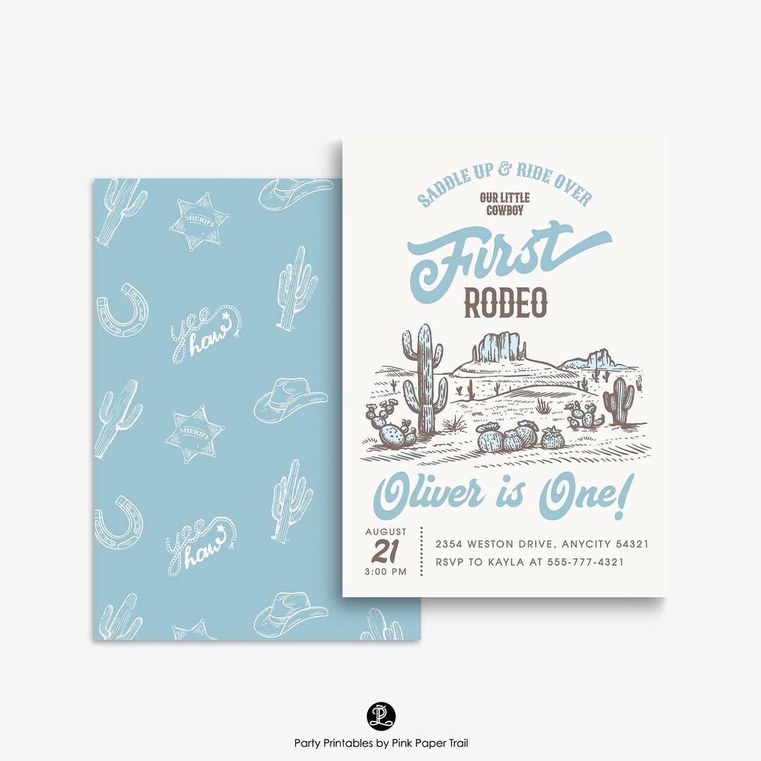 Editable Wild West Desert Party Table Sign, First Rodeo Cowboy Birthday ...