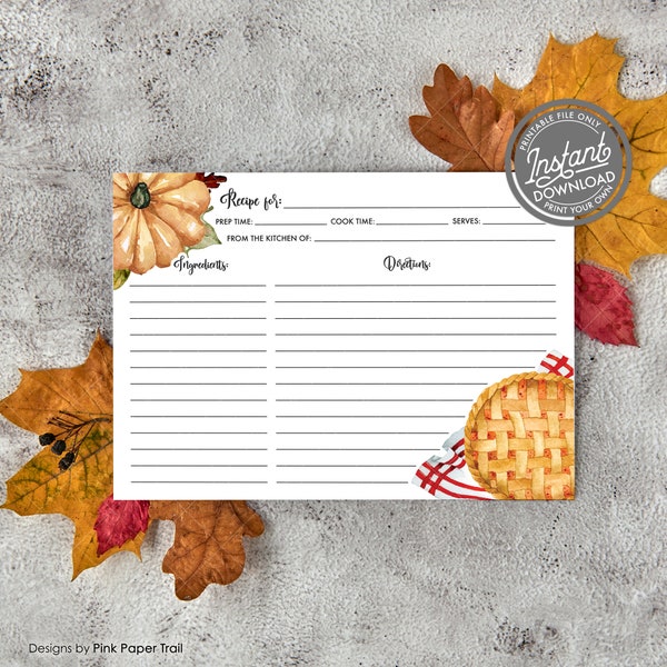 Fall Recipe Cards - Etsy