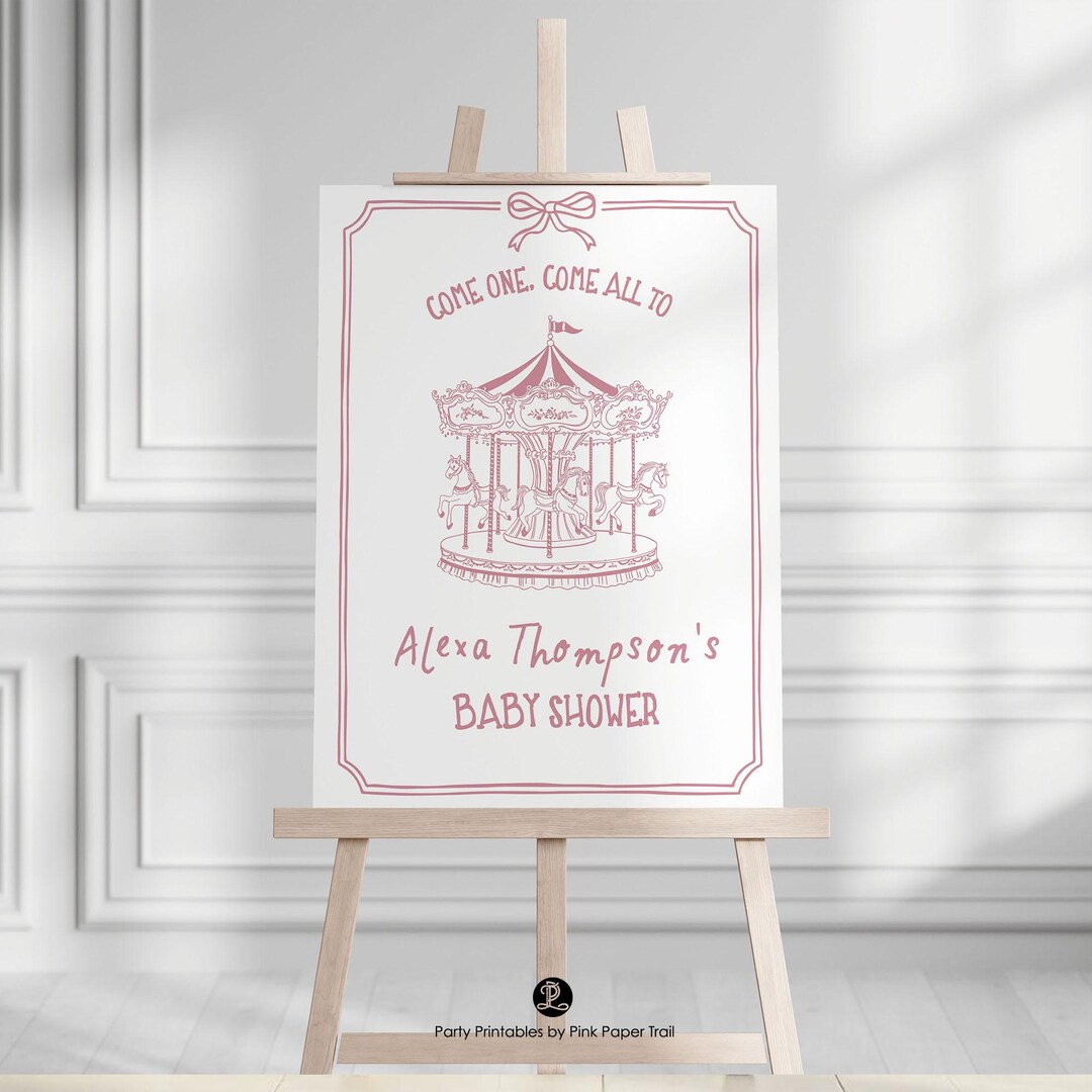 Editable Carousel Welcome Sign, Vintage Circus Party Poster, Hand Drawn ...
