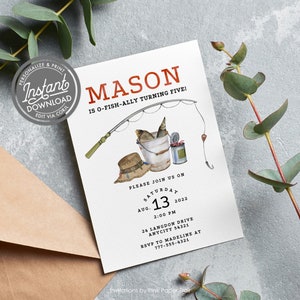 EDITABLE Fishing Birthday Invitation Template, O-fish-ally the Big ONE ...