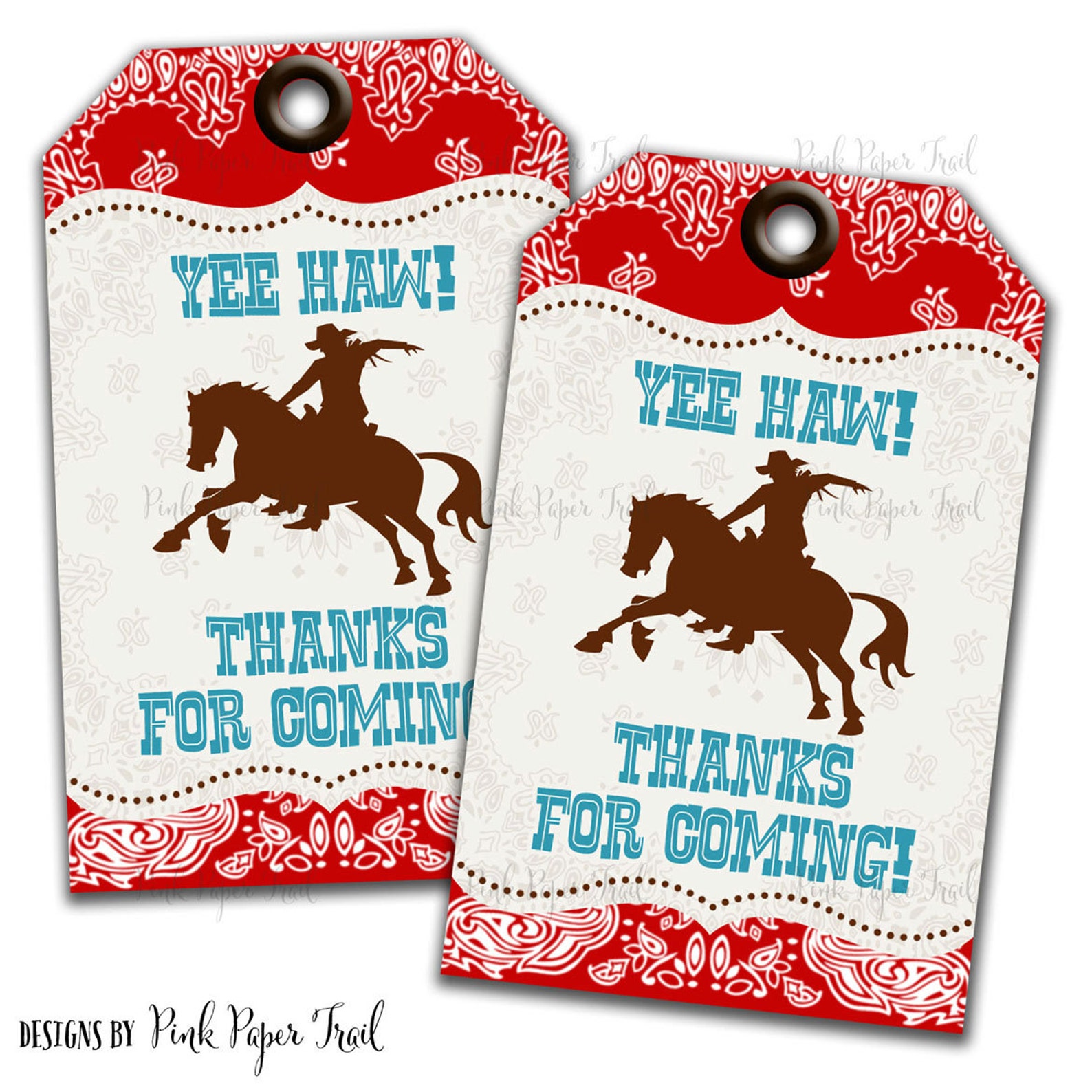 Cowboy Party Thank You Tags Instant Download Print Your Own - Etsy