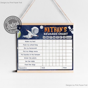 EDITABLE Astronaut Reward Chart, Outer Space Astronaut Behavior Chart ...