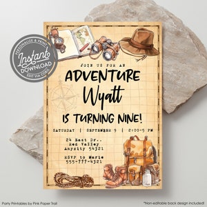Editable Explorer Adventure Birthday Invitation Nature Park Outdoor ...
