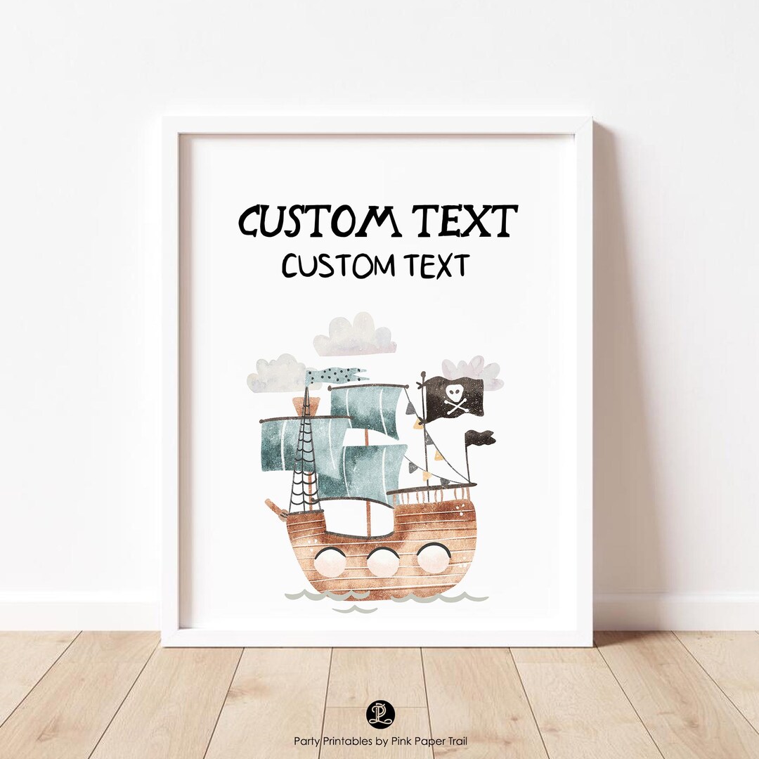 Pirate Party Sign Template, Modern Pirate Birthday or Baby Shower Party ...