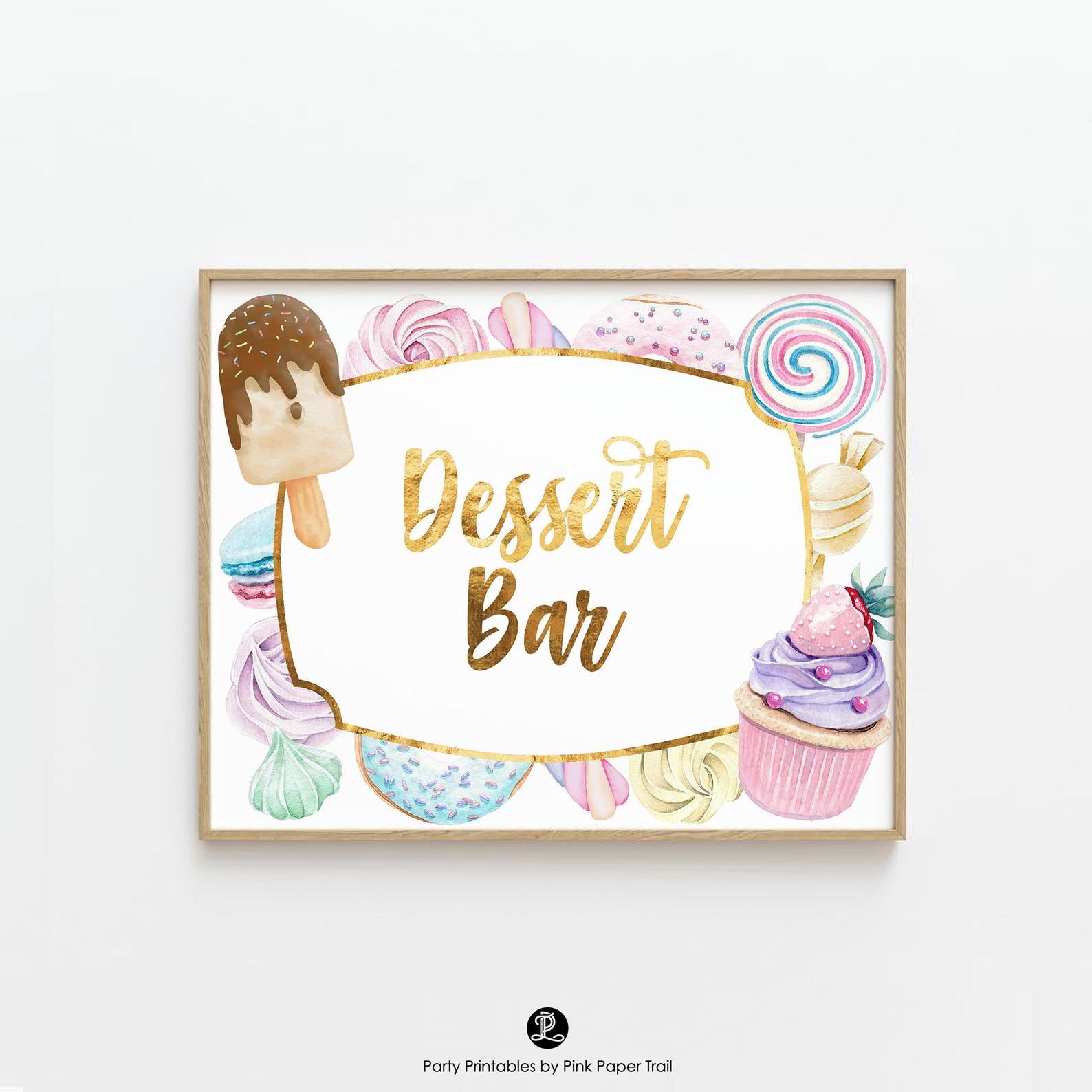 EDITABLE Sweets Pastels and Gold Donut Candies Dessert Themed Dessert ...