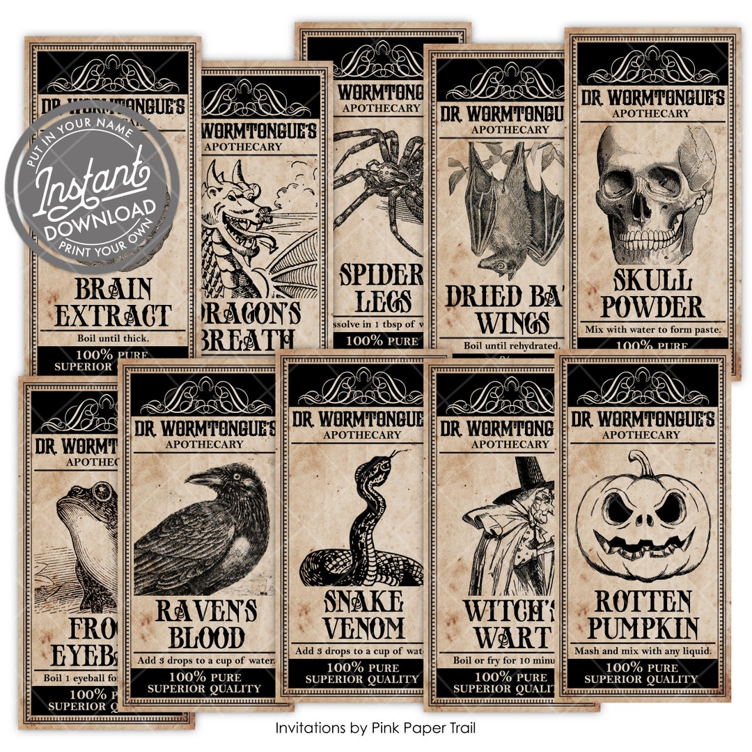 EDITABLE Halloween Apothecary Labels, Magical Potion Labels, Halloween ...