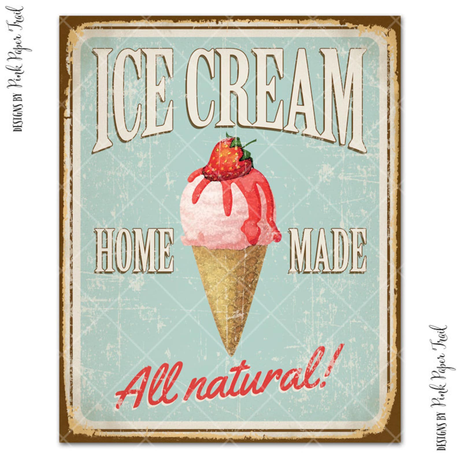 Vintage Ice Cream Sign Party Decor Ice Cream Social Ice - Etsy