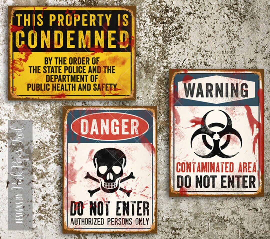 Zombie Party Wall Decor, Halloween Party Decor, Large Signs A3 Size ...