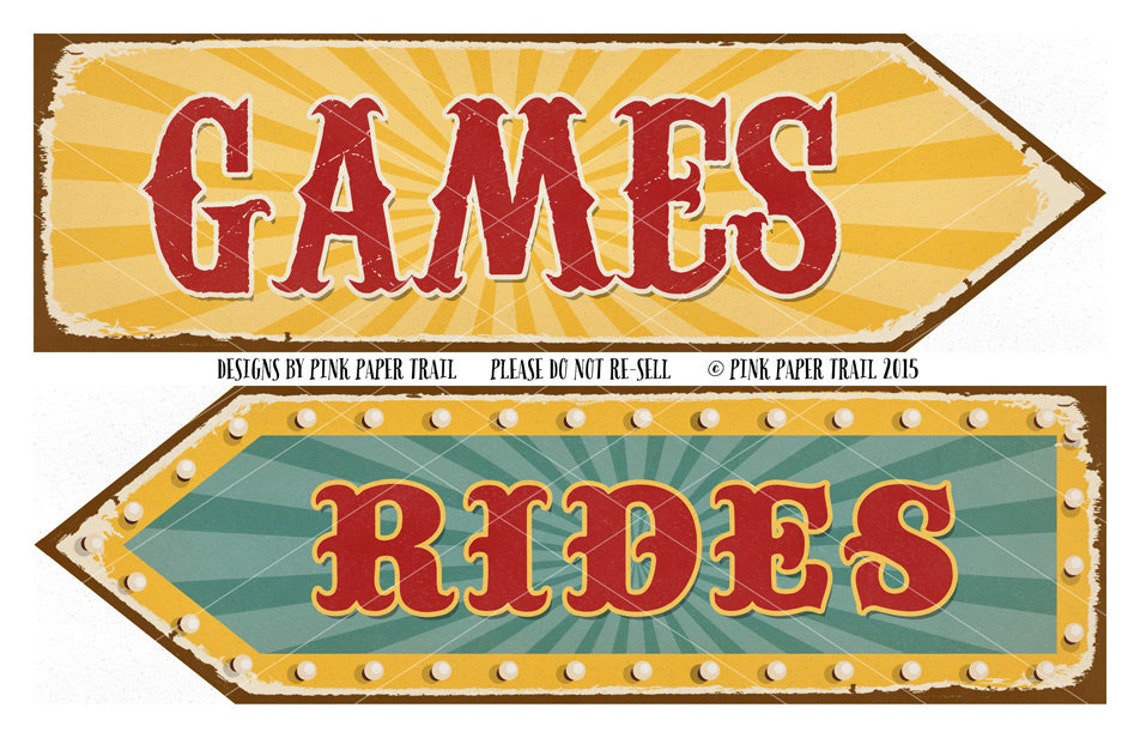 Vintage Circus Carnival Party Signs Large Signs Instant - Etsy