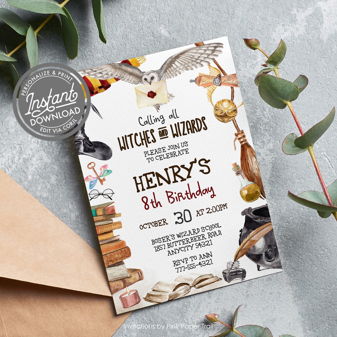 EDITABLE School of Magic and Wizards Birthday Invitation - Etsy