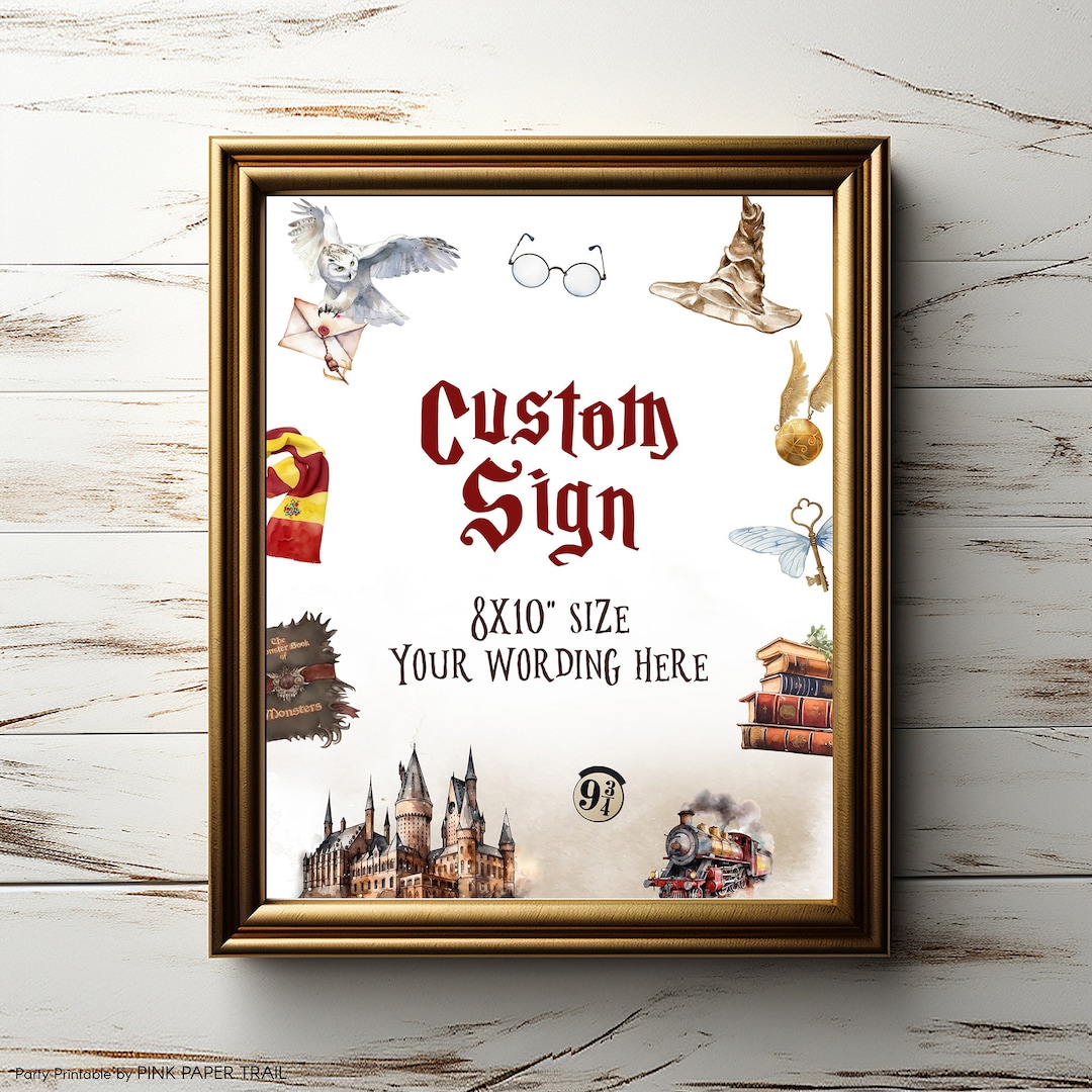 EDITABLE Editable School of Wizard Custom Sign for Birthday Baby Shower ...
