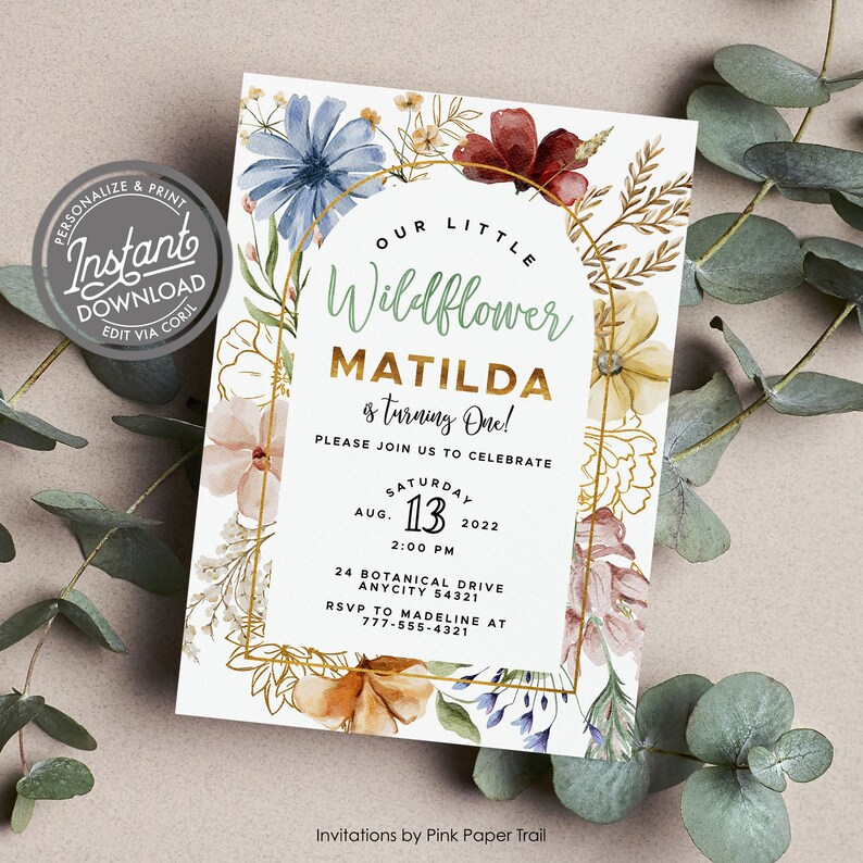 EDITABLE Wildflower Tea Party Birthday Invitation Tea Party - Etsy