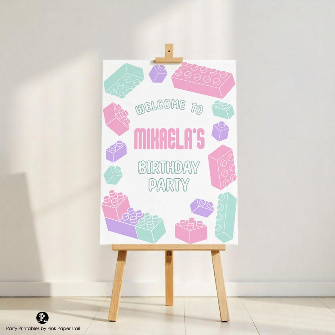 Editable Building Blocks Birthday Welcome Sign, Building Blocks Welcome ...