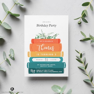 Storybook Birthday Invitation Template, Editable Book Themed Party ...