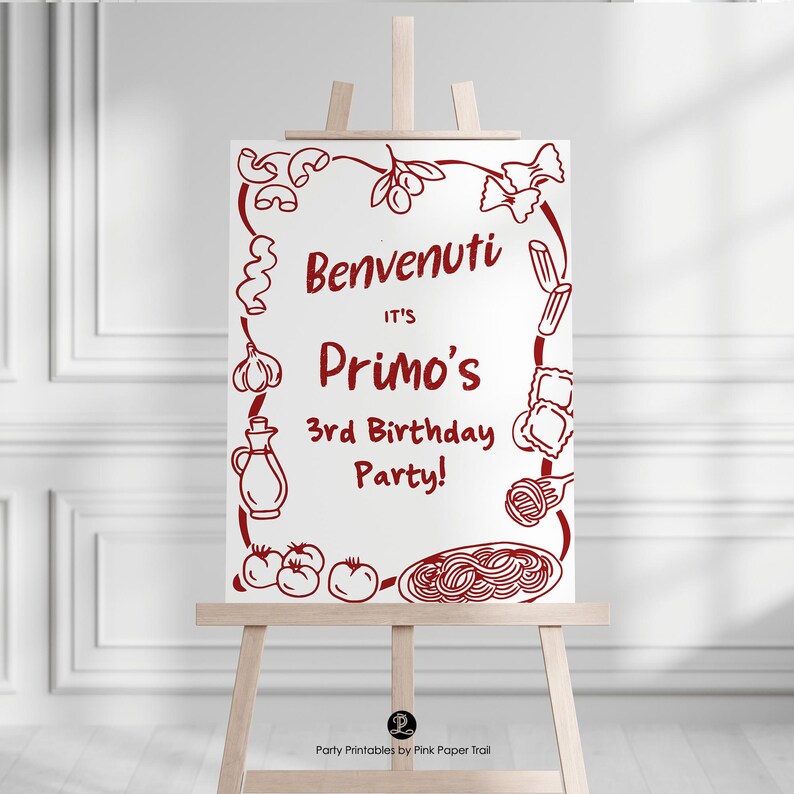Editable Pasta Party Welcome Sign 18x24 Italian Birthday Sign, Hand ...