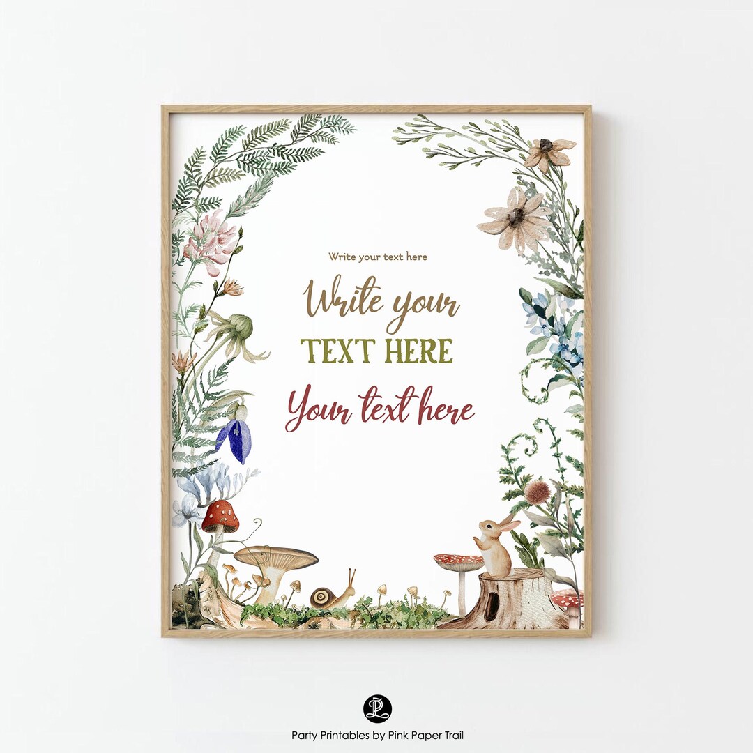Editable Enchanted Forest Table Sign Woodland Fairy Birthday or Baby ...