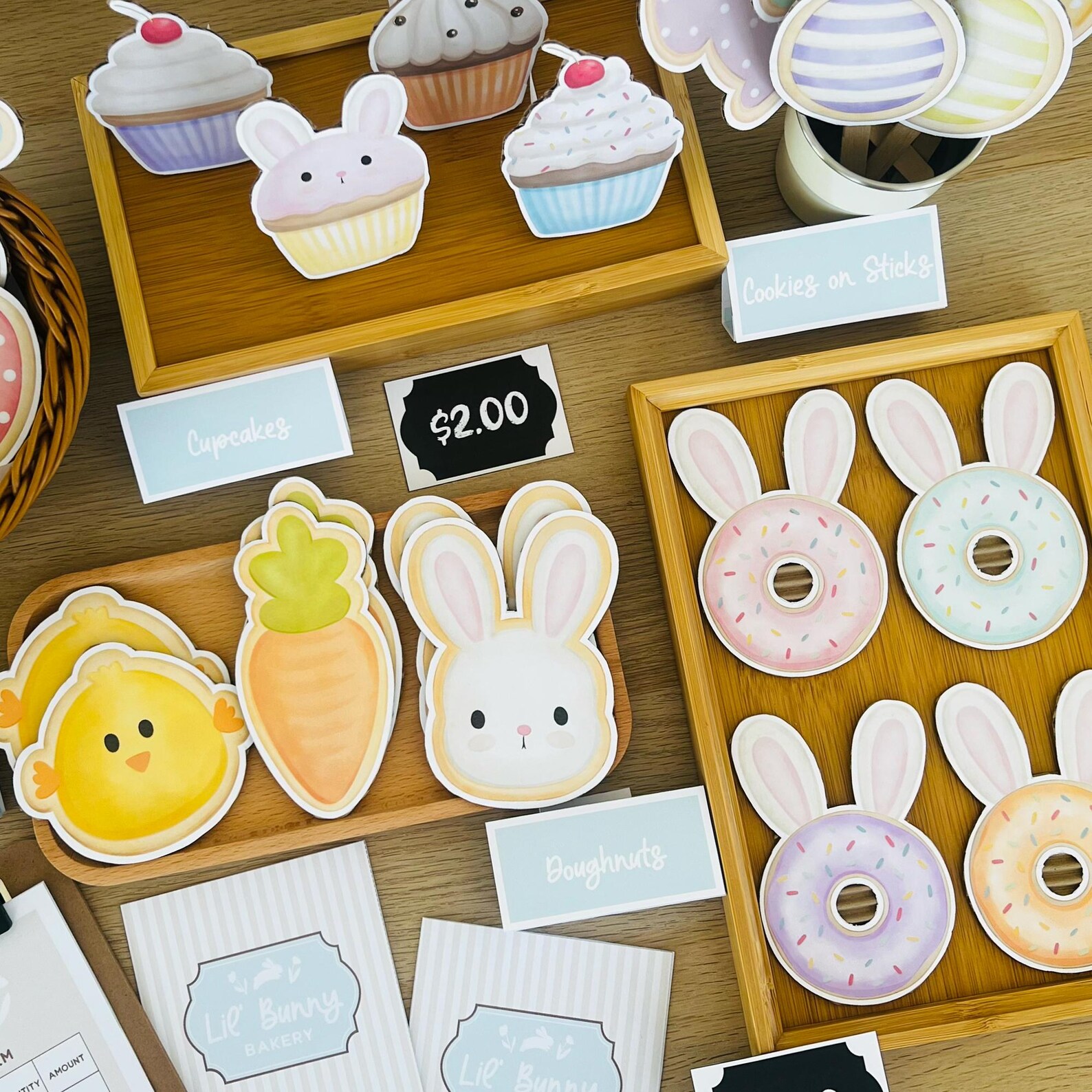 Bunny Bakery Dramatic Play Printable Kit, Easter Pretend Play Bakery ...