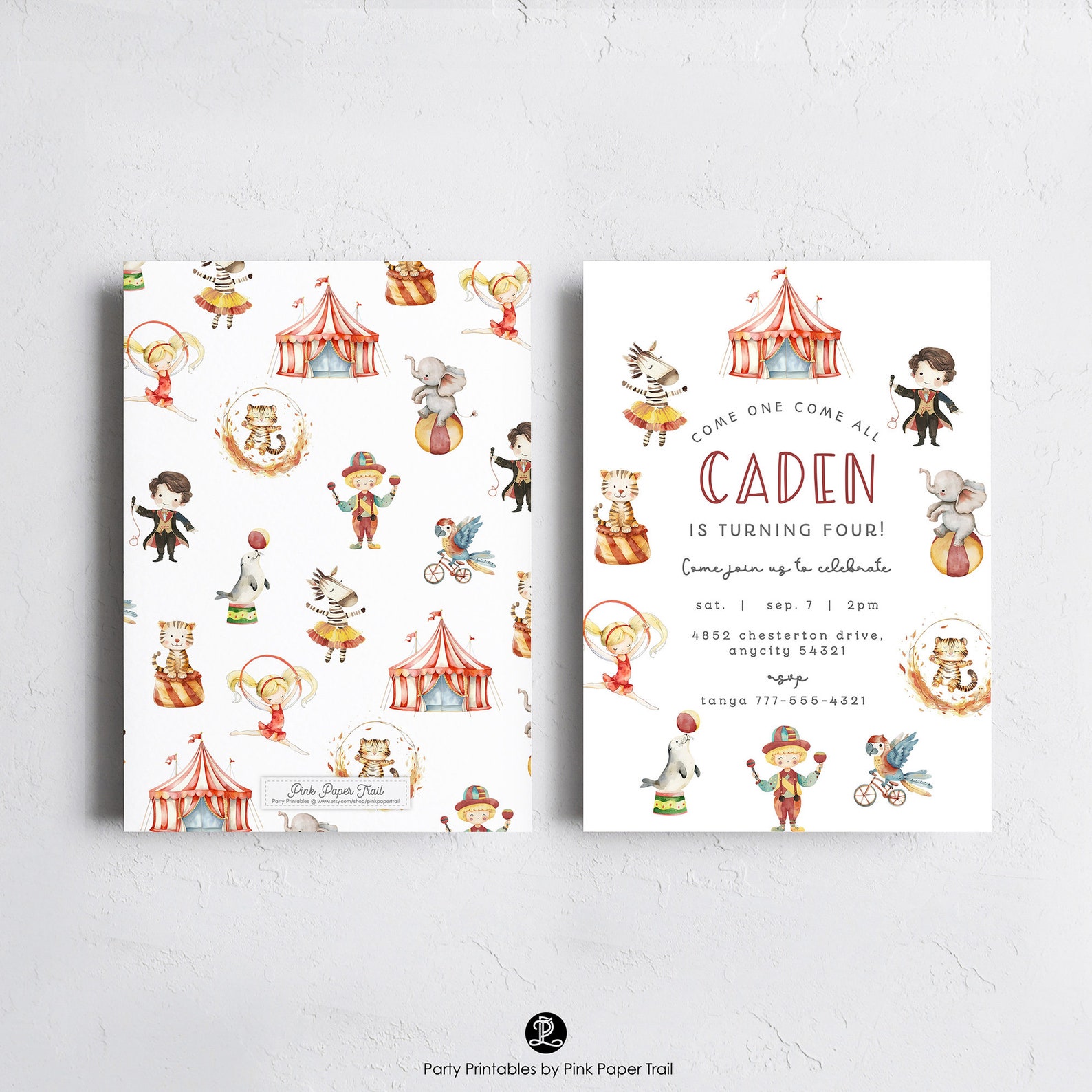 Circus Carnival Birthday Invitation Editable Template, Gender Neutral ...