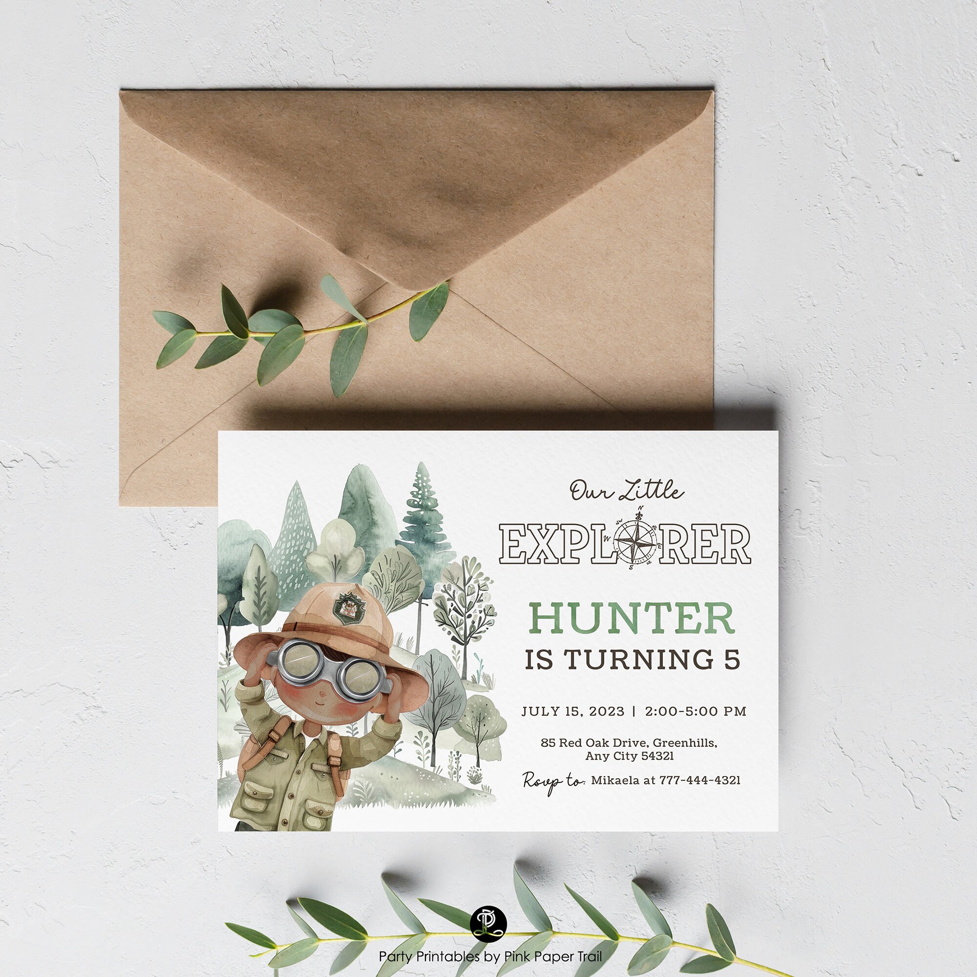 EDITABLE Little Adventure Explorer Boy Birthday Party Invitation ...