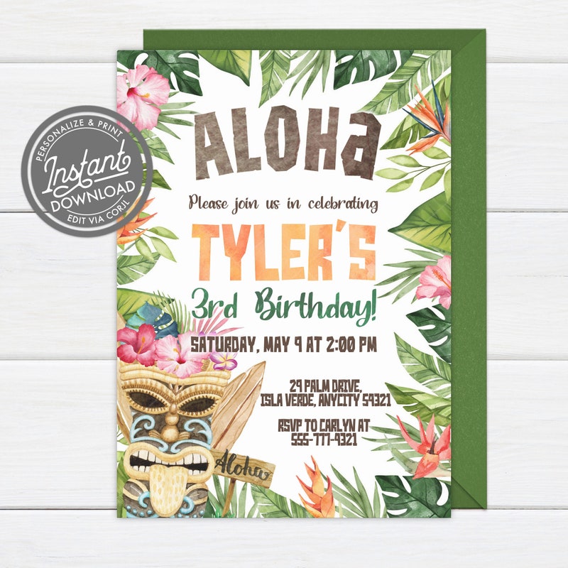 Hawaiian Invitation - Etsy