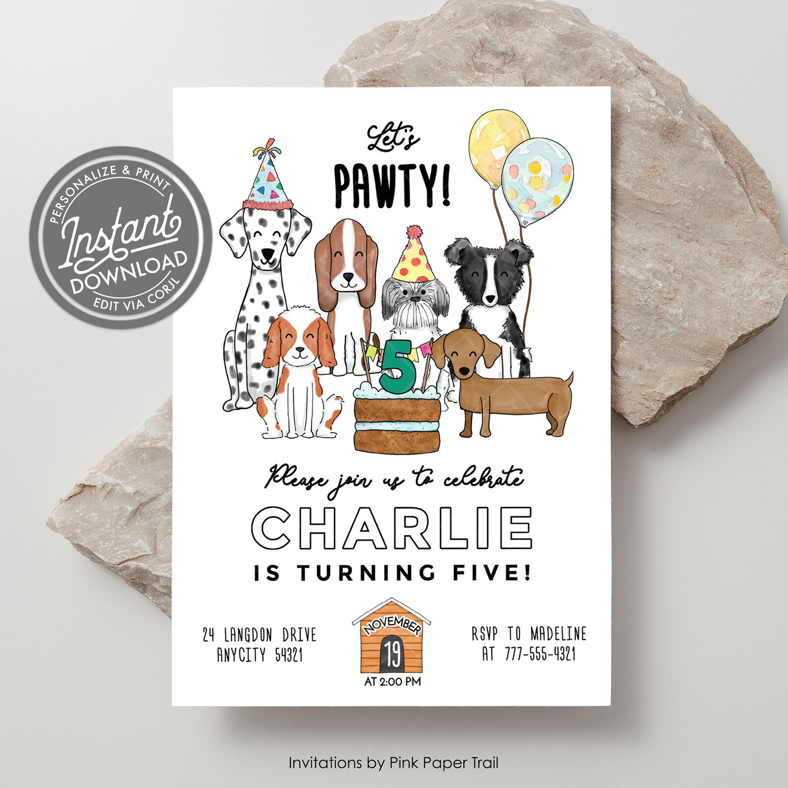 Editable Puppy Party Invitation Dog Invitation Printable Dog - Etsy