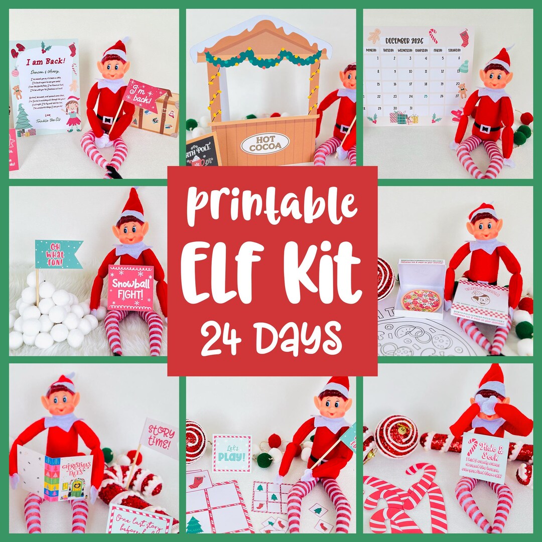 Christmas Elf Printable Kit: 24 Days Elf Ideas and Antics for Kids With ...