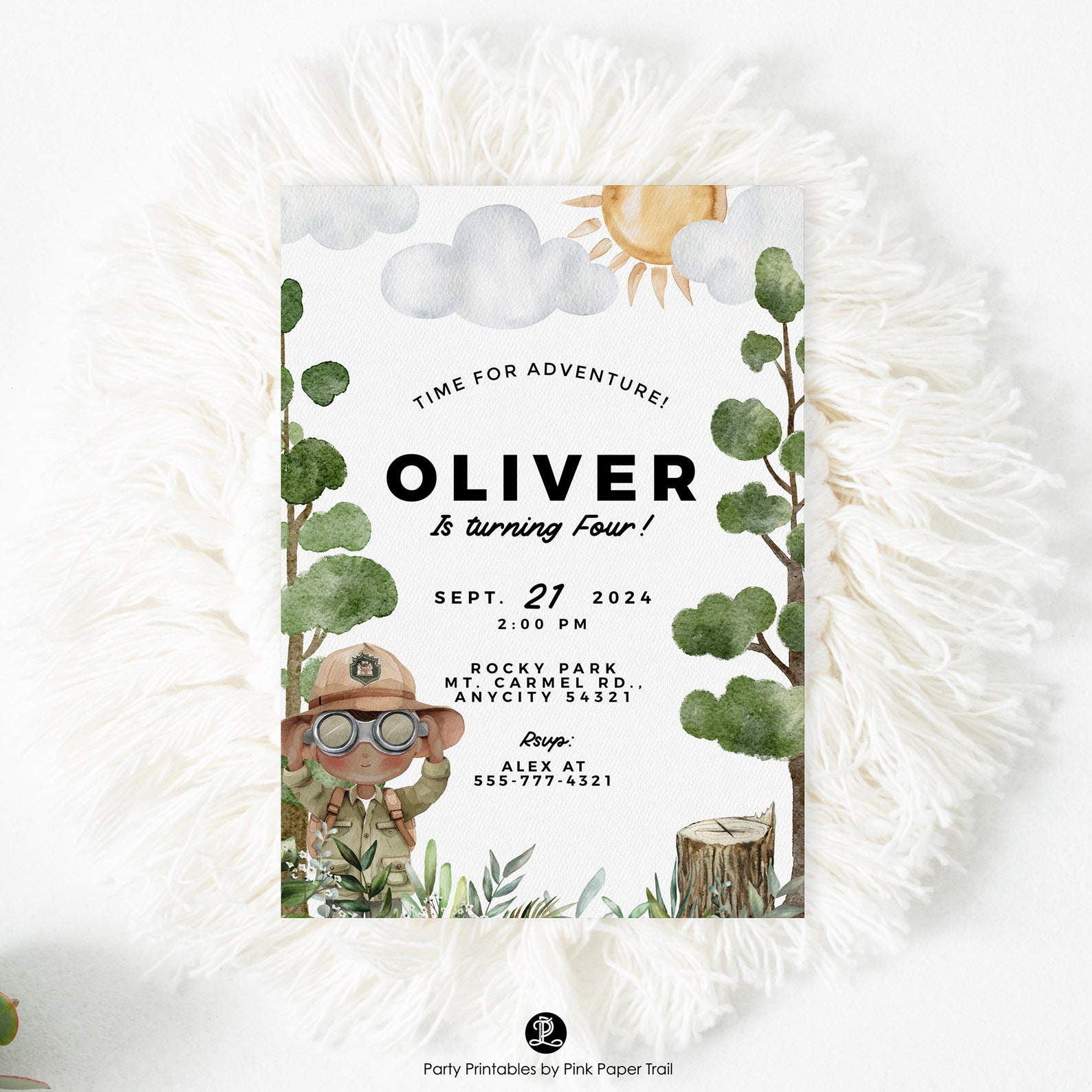 EDITABLE Little Explorer Adventure Boy Birthday Party Invitation ...