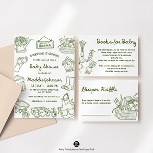 Editable Gardening Theme Welcome Party Sign, Garden Tea Party Line Art ...