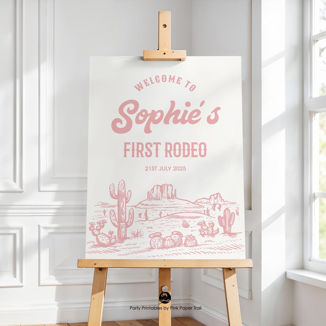 Girl's First Rodeo Welcome Sign, Cowgirl First Birthday Welcome Party ...