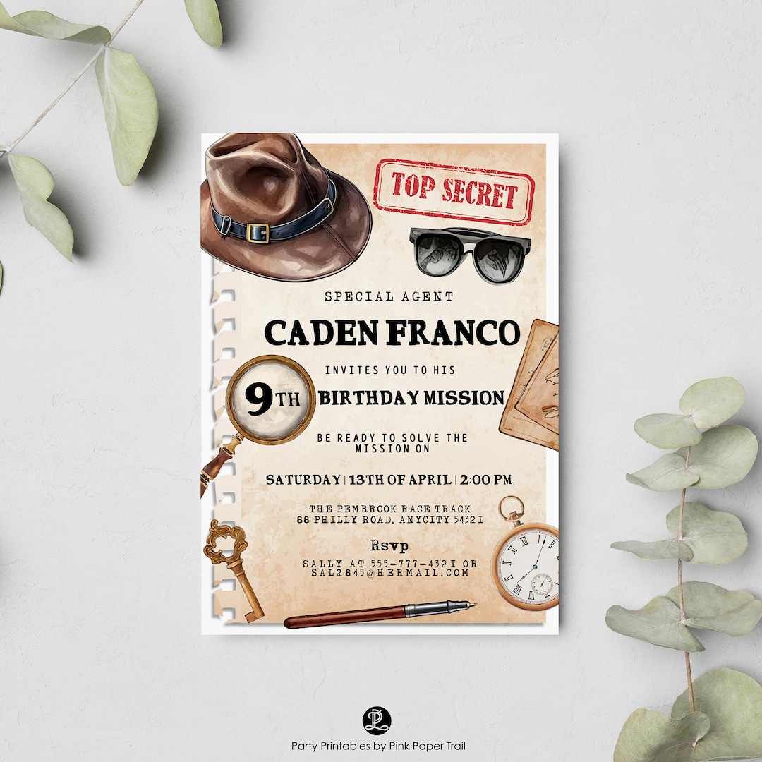 Detective Mystery Solving Theme Birthday Invitation, Teen Preteen ...