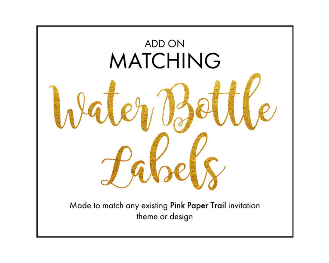 Add-on Matching Water Bottle Label - Made to Match Bottle Labels Using ...