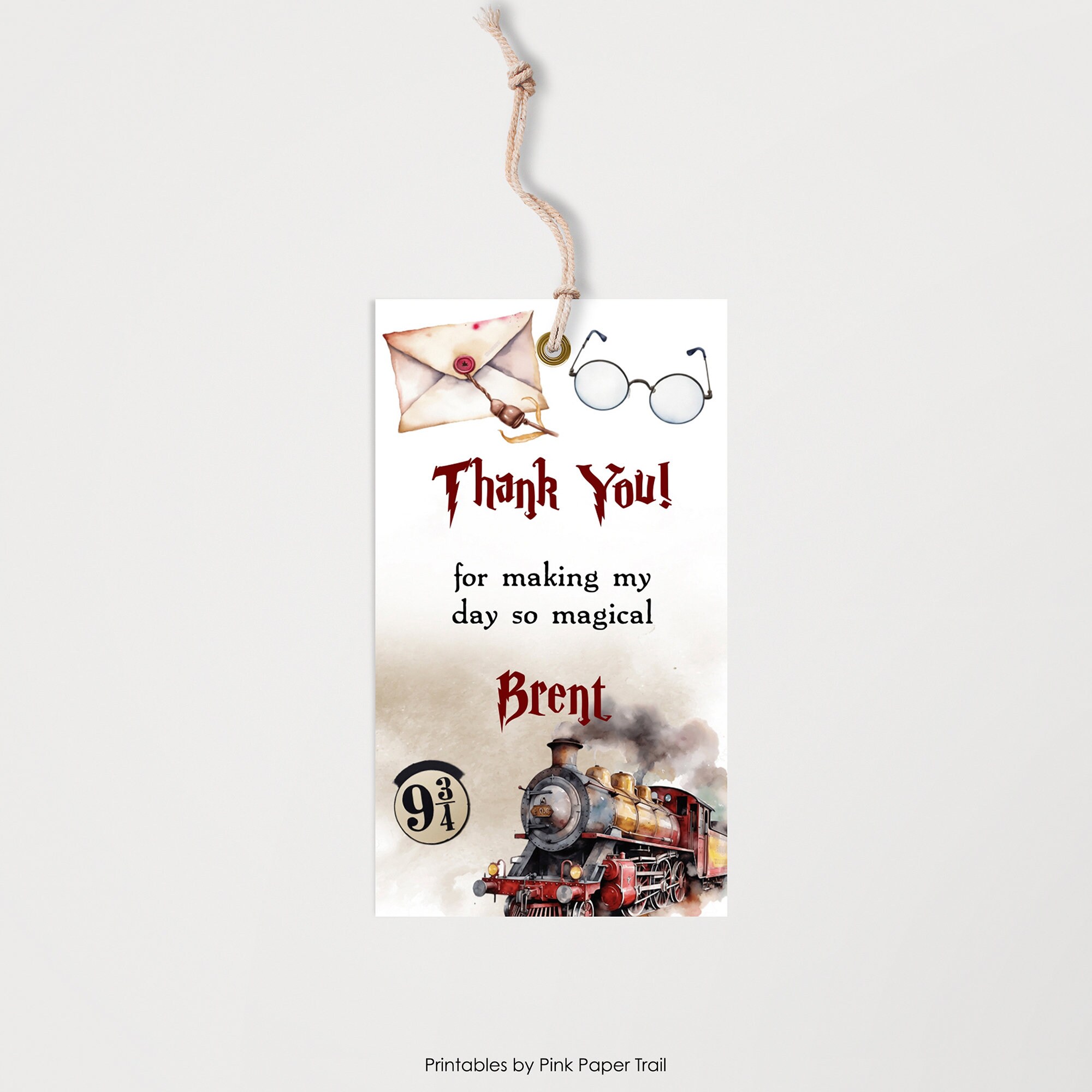 Editable School of Magic Witches and Wizards Thank You Tag, Magic ...