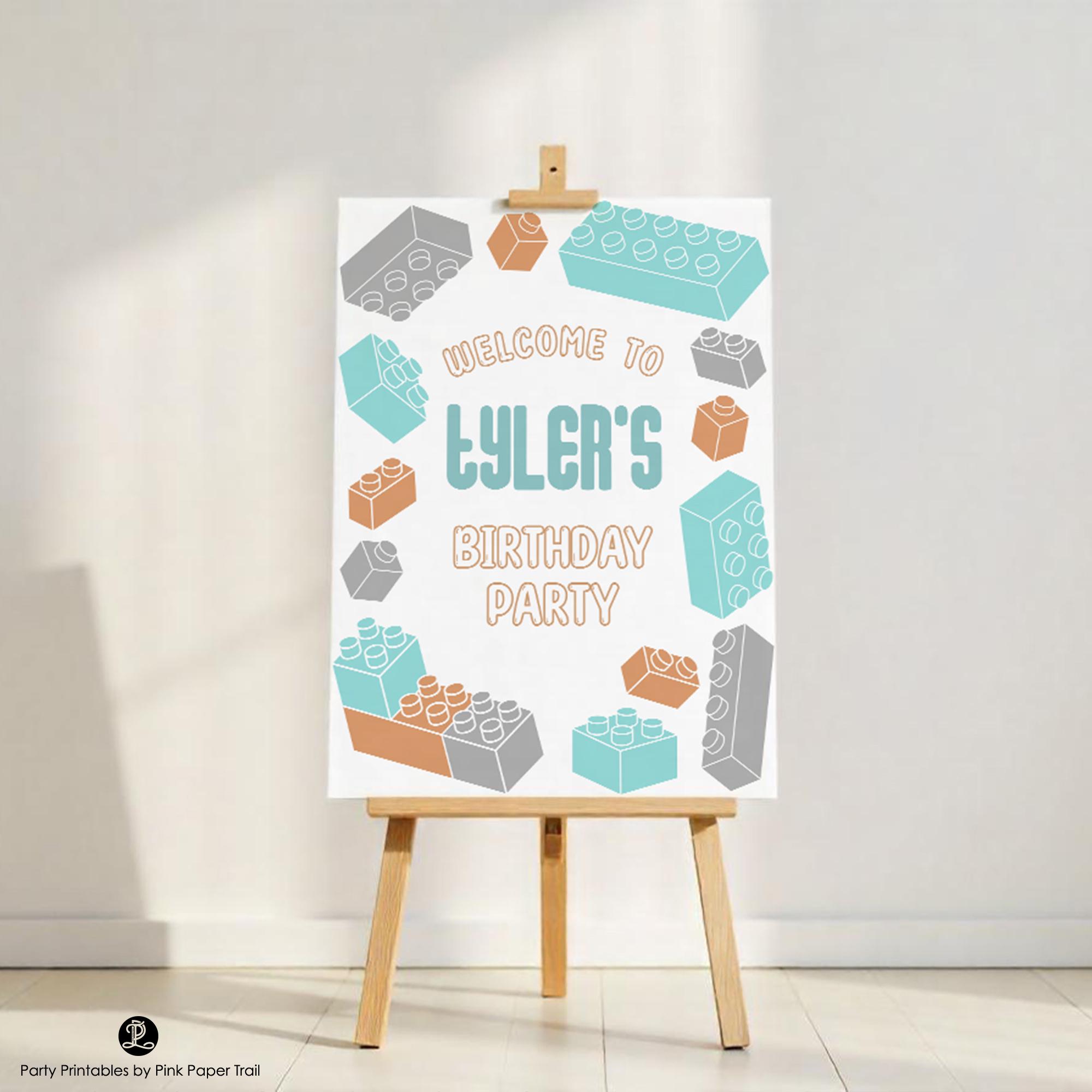 Editable Building Blocks Birthday Welcome Sign, Building Blocks Welcome ...