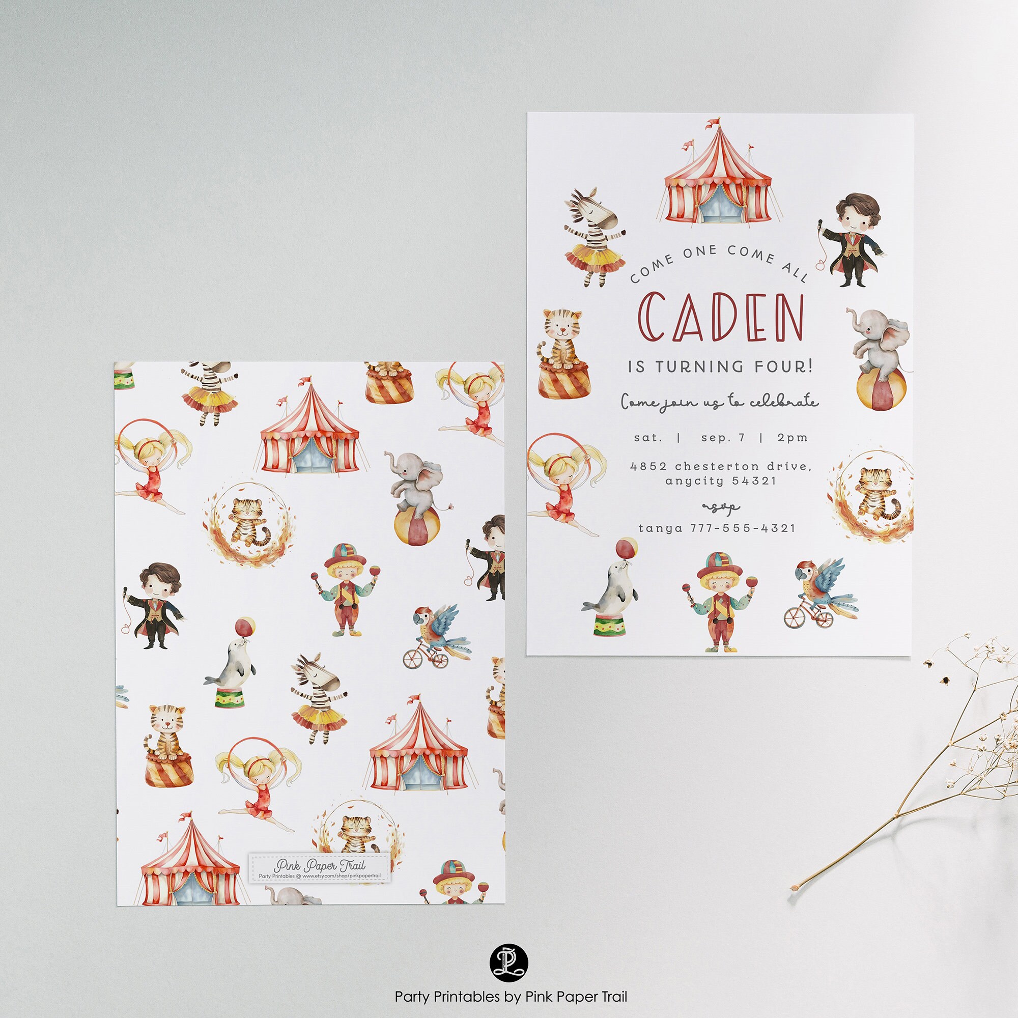 Circus Carnival Birthday Invitation Editable Template, Gender Neutral ...