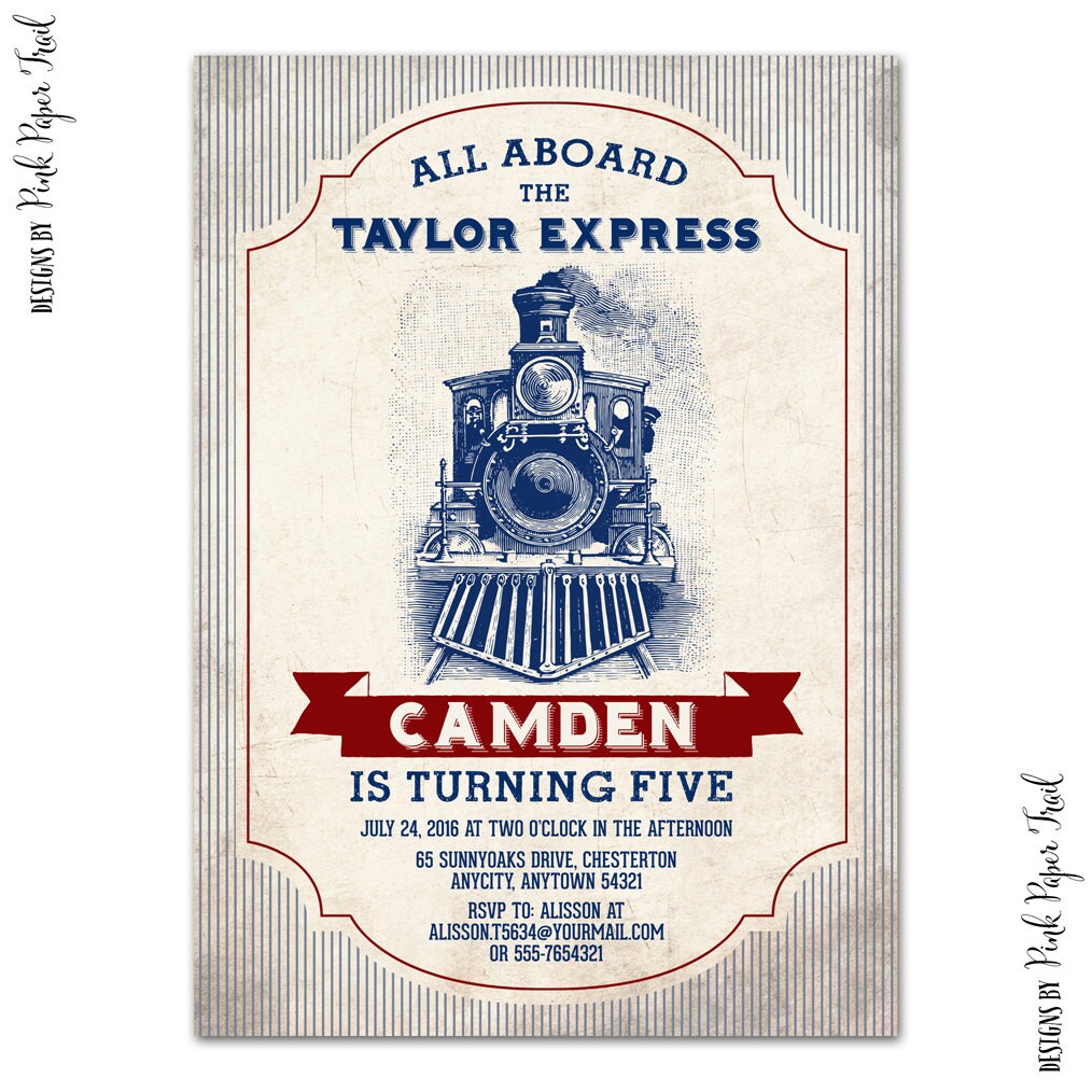 Steam Engine Party, Vintage Train, Happy Birthday Banner, Instant ...